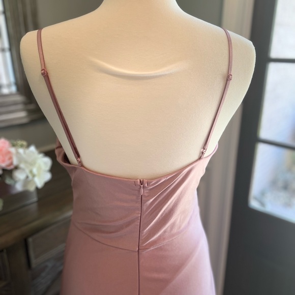 Dresses | Satin Ash Rose Gown With Slit | Poshmark